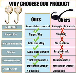 Solid Brass Decorative Wall Coat Hooks,Wall Towel Hooks Coat Hook Bathroom Gold Robe Hook, Marble Self Adhesive Hooks w/ 3M Tape for Hallway,Bedroom,Bathroom, Pack of 2