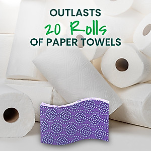 Scotch-Brite Scrub Dots Non-Scratch Scrub Sponge, Rinses Clean, For Washing Dishes and Cleaning Kitchen, 6 Scrub Sponges