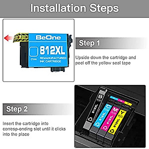 812XL Remanufactured Ink Cartridges Replacement for Epson 812 XL 812XL T812 T812XL to Use with Workforce Pro WF-7310 WF-7820 WF-7840 EC-C7000 Printer (1 Cyan)