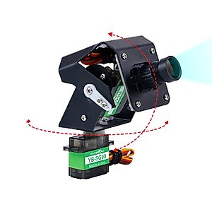 Yahboom Digital Servo 2DOF Multi-Angle Steering Gimbal Electric 2 Degrees of Freedom Camera PTZ with LED Light for DIY Robot Car (2DOF Basic Ver)