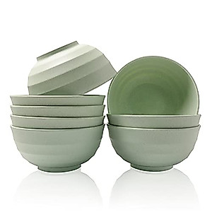 SNOMEL 8Pack 55Oz Large Serving Bowls, Salad Bowls Mixing Bowls, Deep Soup Bowl Cereal Bowl, Big Bowls for Pasta Popcorn Pho, Dishwasher Safe, Green