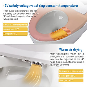 Smart Toilet One Piece Toilet with Heated Seat, Modern Smart Bidet Toilet Auto Flush, Auto Open/Close, Warm Water and Dry, Multi Function Remote Control