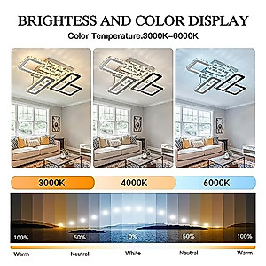 ZGLAOJT Large Crystal Ceiling Light Chrome Modern LED Ceiling Light Fixture with Remote Control Dimmable Ceiling Lighting Flush Mount Chandelier Farmhouse for Kitchen Bedroom Dinning LivingRoom