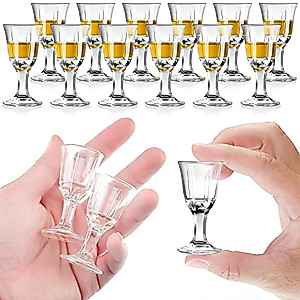 CHENGU 12 Pieces Mini Size 0.4 oz Shot Glasses Cordial Shot Glasses Clear Cordial Glasses Mini Wine Glasses Tequila Shot Glasses with Base Whiskey Shot Glass Set Spirit Glasses Cute Shot Glasses
