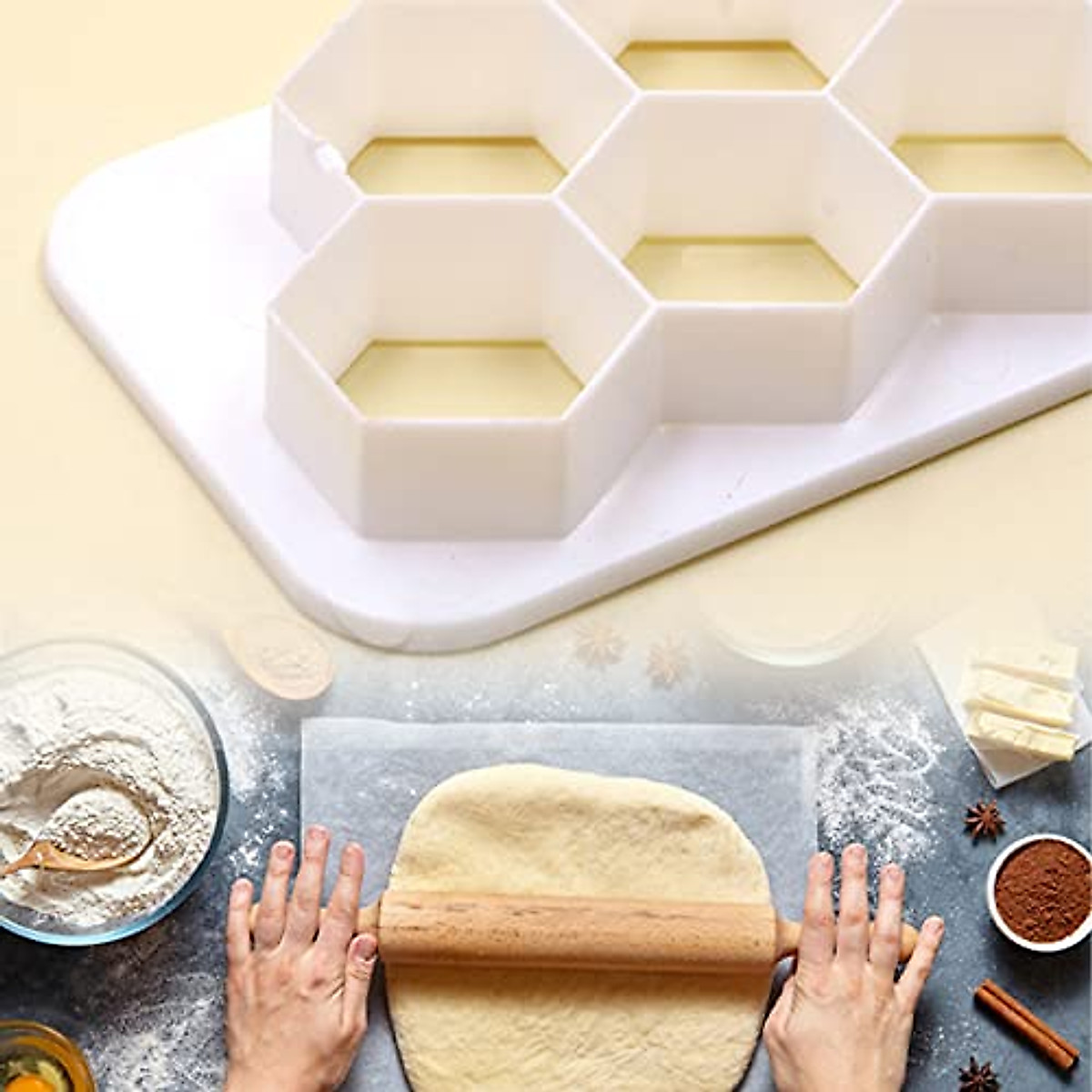 9 Pcs Cookie Cutter Plastic Cake Fondant Cutter Hexagons Cake Decorating and Squares Cake Molds for Baking