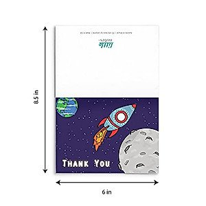 Rocket & Space Thank You Cards (24 Foldover Cards and Envelopes) Kids Thank You Cards