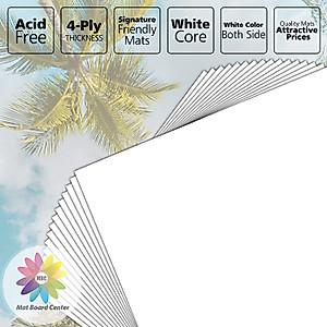 Mat Board Center, Pack of 20 5 x 7 Uncut Photo Mats, White Backing Boards - for Photos, Prints, Frames and More