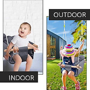 Baby Canvas Hanging Swing Seat Toddler Secure Indoor & Outdoor Hammock Toy Grey