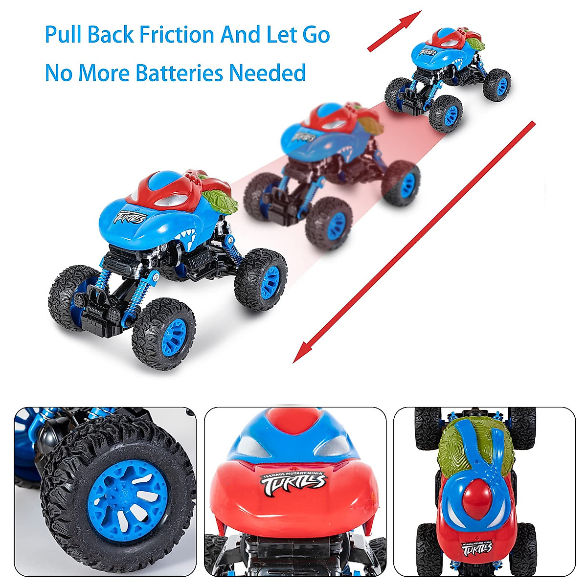 ELTUILMP Monster Trucks Toys for Boys Toddler Push Car 4 Pack Pull Back Car Vehicles Inertia Educational Toy Cars Friction Powered Cars Toys for 3 4 5 6 7 Year Old Boys Girls Birthday for Kids