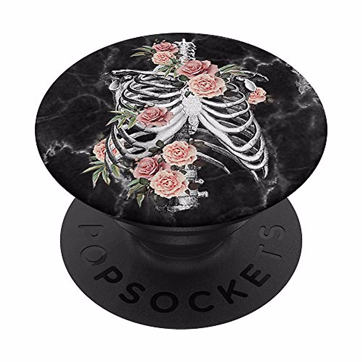 Human anatomy Skeleton ribcage with roses PopSockets Swappable PopGrip
