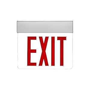 Sunlite 05277 LED Edge Lit Exit Sign, Clear Panel with Etched Bright Red Lettering, 90-Min Battery Power Back-Up, Dual Voltage 120-277V, Universal Mounting, Long Lasting, Fire Safety, NYC Compliant