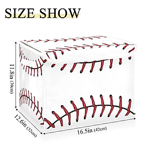 RunningBear Softball Baseball Lace Large Storage Bins with Lid Collapsible Storage Bin Box Shelves Cube Storage Decorative Storage Boxes for Living Room Office
