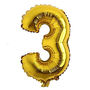 16" inch Single Gold Alphabet Letter number Balloons Aluminum Hanging Foil Film Balloon Wedding Birthday party decoration banner Air Mylar Balloons (16 inch Gold 3)