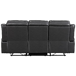 Signature Design by Ashley McAdoo Contemporary Faux Leather Tufted Reclining Power Sofa, Black