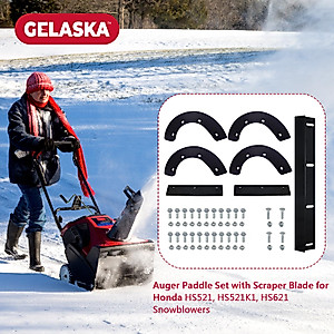 GELASKA HS521 Auger Rubber Replaces 72523-747-010, 72523-747-000, 72522-747-010, 72522-747-000, 72521-747-000 with 76322-747-000, 76322-747-A10 Scraper Blade for Honda HS521, HS521K1, HS621 Snowblower