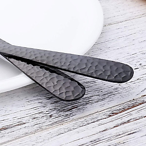 Bisda Salad Spoon and Fork Set, 12 Inch Stainless Steel Salad Server, Black Serving Utensils, Dishwasher Safe, Pack of 2