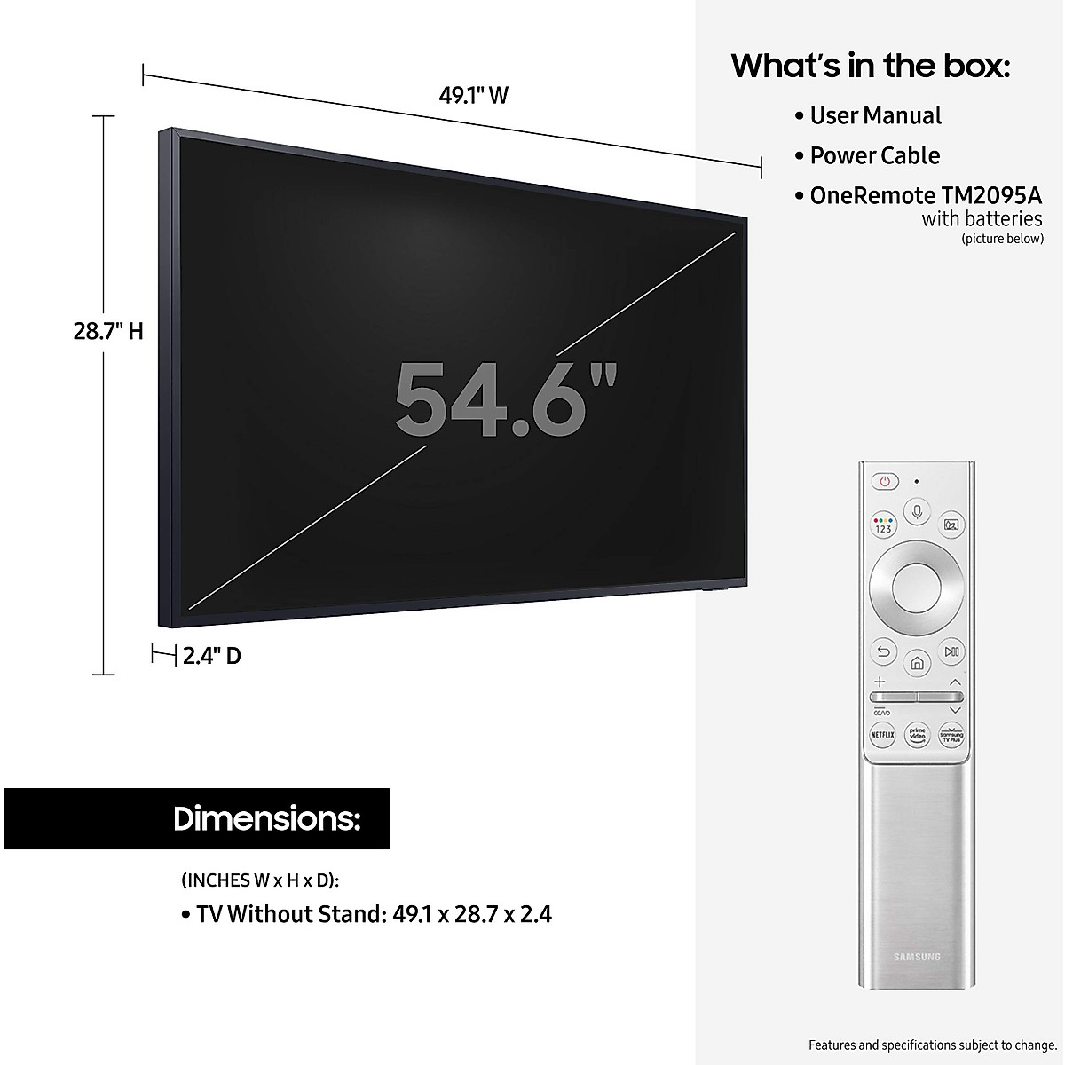 SAMSUNG QN55LST7TA The Terrace 55" Outdoor-Optimized QLED 4K UHD Smart TV with an Additional 3 Year Coverage (2020) (Renewed)
