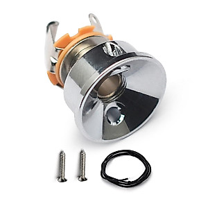 SAPHUE Electric Guitar Chrome Socket Jack Plate Holder for 6.35mm Plug Electrosocket Recessed jack Guitar Parts（Delivery of 3.3FT electric guitar cable）