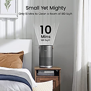 smartmi Air Purifiers for Home, Works with HomeKit Alexa, Smart Air Purifier with Handle, Auto Mode, 19db, 0.08 µm Particles Captured, P1 Dark Grey