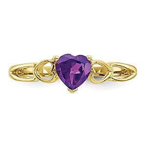 IceCarats 10K Yellow Gold Purple Amethyst Heart Love Ring Gemstone Band February Birthstone Jewelry Size 7