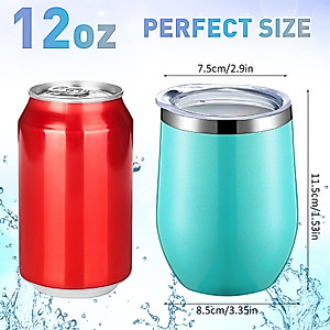 Mimorou 12 Pack 12 oz Stainless Steel Wine Tumblers with Lid Double Wall Vacuum Insulated Stemless Wine Tumbler Glitter Coffee Tumbler Travel Water Mug Bulk for Hot and Cold Drinks, 12 Colors
