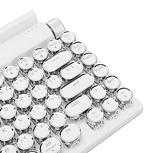 Rosvola Mechanical Keyboard, Ergonomic 83 Keys Blue Switch Round Keycaps Gaming Keyboard for Laptop (White)