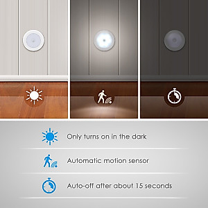 AMIR Upgraded Motion Sensor Light, Cordless Battery-Powered LED Night Light, Stick-Anywhere Closet Light Stair Lights, Wall Lights for Hallway, Bedroom, Kitchen (White - Pack of 6)