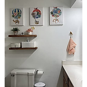 WANGFA 36 inch Floating Shelves Natural Wood Long Floating Shelf Rustic Wooden Floating Shelves for Wall Set of 2