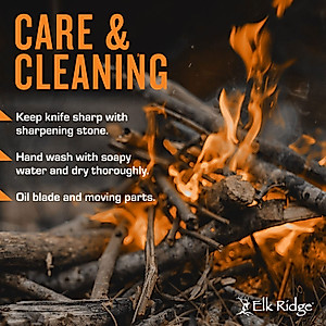 Elk Ridge-Outdoors 2-PC Fixed Blade Hunting Knife Set-Black Stainless Steel Skinner&Gut Hook Blades,Camo Coated Nylon Fiber Handles,Nylon Sheath-Hunting,Survival-ER-300CA,7-Inch/6.5-Inch Overall