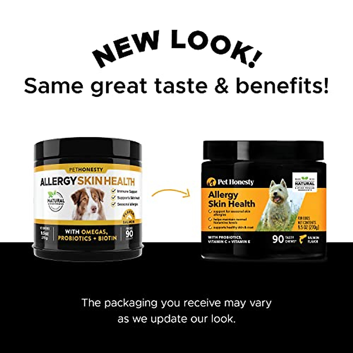 PetHonesty Allergy Skin Health - Fish Oil for Dogs Omegas, DHAGold, Flaxseed, Probiotics for Itch-Free Skin, Shiny Coats, Helps Reduce Shedding, Soft Chews for Healthy Skin & Coat - 90 ct (Salmon)