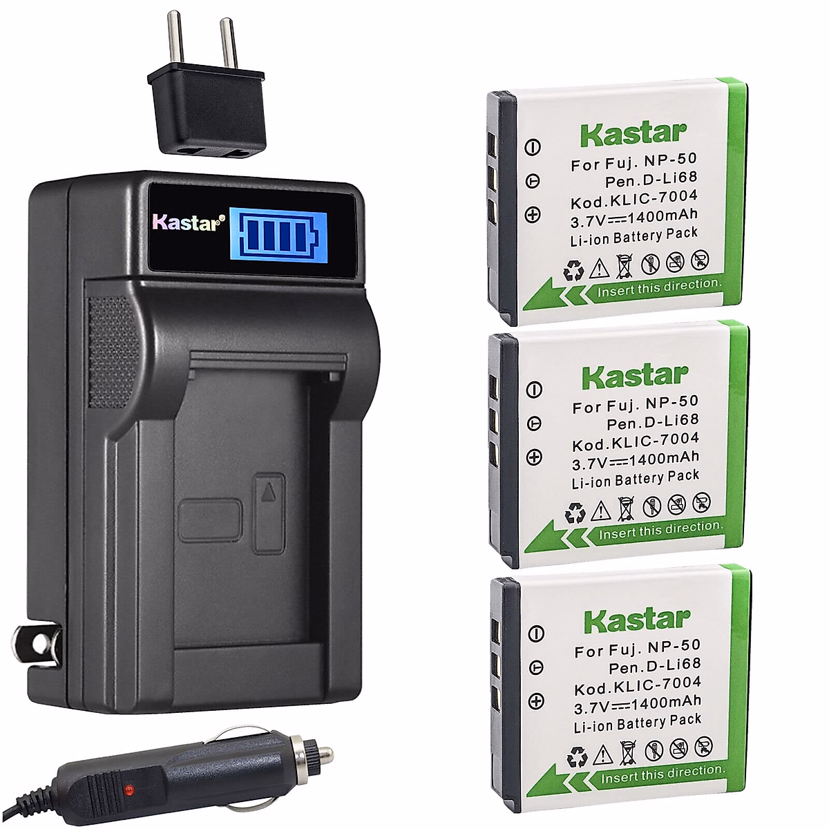 Kastar 3-Pack SX-50 Battery and LCD AC Charger Compatible with SiOnyx Aurora SX-50 Battery, SiOnyx Aurora Sport Water-Resistant IR Night Vision Camera, SiOnyx Aurora PRO Night Vision Camera