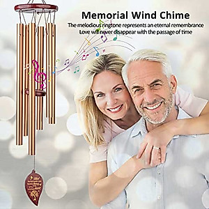 Memorial Wind Chimes Outdoor - 30 Inch 6 Rustproof Aluminum Tubes Wooden Wind Bell Sympathy Romantic Wind Chimes for Outside, Best Gift for Home Decor Garden Patio Outdoor(Golden)
