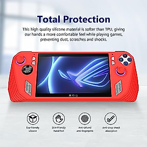 Writiany Protective Silicone Case for 2023 ASUS ROG Ally Game Console Drop-Proof Case for 2023 ASUS Rog Ally Handheld Case (Red)