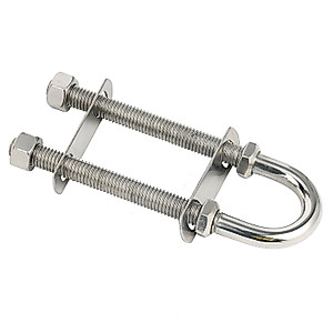 Amarine-made Stainless Steel Marine Boat Stern Bow Eye Tie Down U Bolt (1/2-Inch and 3/8-Inch Optional) (Silver, 3/8" Dia - 2-1/2" Thread Lenght)