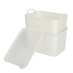 ANMINY 5PCS Plastic Storage Bins Containers with Lids, Large White Storage Organization Bins Boxes, Lidded Plastic Storage Baskets for Closet Shelves Drawers Desktop Home Office - 2 Medium 3 Small