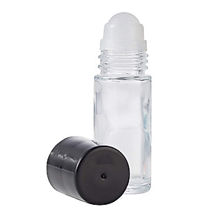 4PCS 30ml Essential Oil Roller Bottles,Empty Refillable Clear Glass Roll-on Bottles Perfume Roller Bottles with plastic Roller Balls and Black Lids