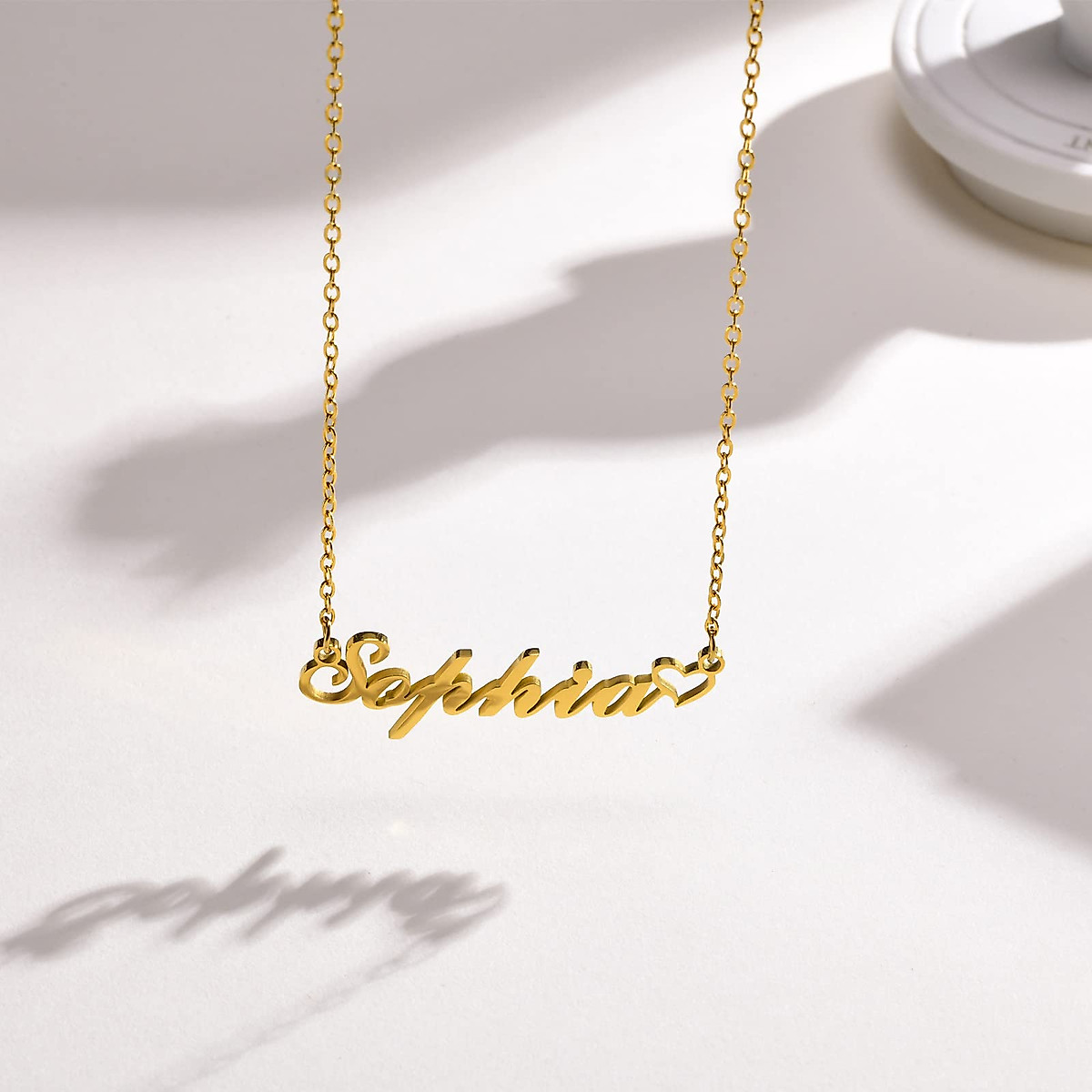 MEALGUET Name Necklace Personalized for Women : 18K Gold Plated Custom Name Necklace Chain Name Plate Choker Necklace Customized Gift Idea for WomenFemale Friends Girlfriend