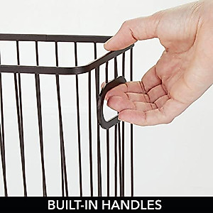 mDesign Metal Farmhouse Kitchen Pantry Food Storage Organizer Basket Bin - Wire Grid Design - for Cabinets, Cupboards, Shelves, Countertops - Holds Potatoes, Onions, Fruit - Medium - Bronze