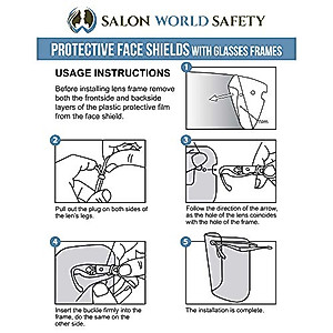 TCP Global Salon World Safety Replacement Face Shields Only (Pack of 10), Glasses Frames Not Included – Fits Most Brands, Ultra Clear, Full Face, Protect Eyes Nose Mouth, Anti-Fog PET Plastic, Goggles