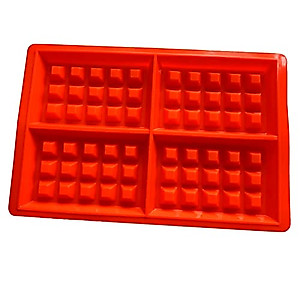 Silicone Waffle Mold for Baking, Non Stick, Dishwasher Safe, Square Shape Set of 2, Red