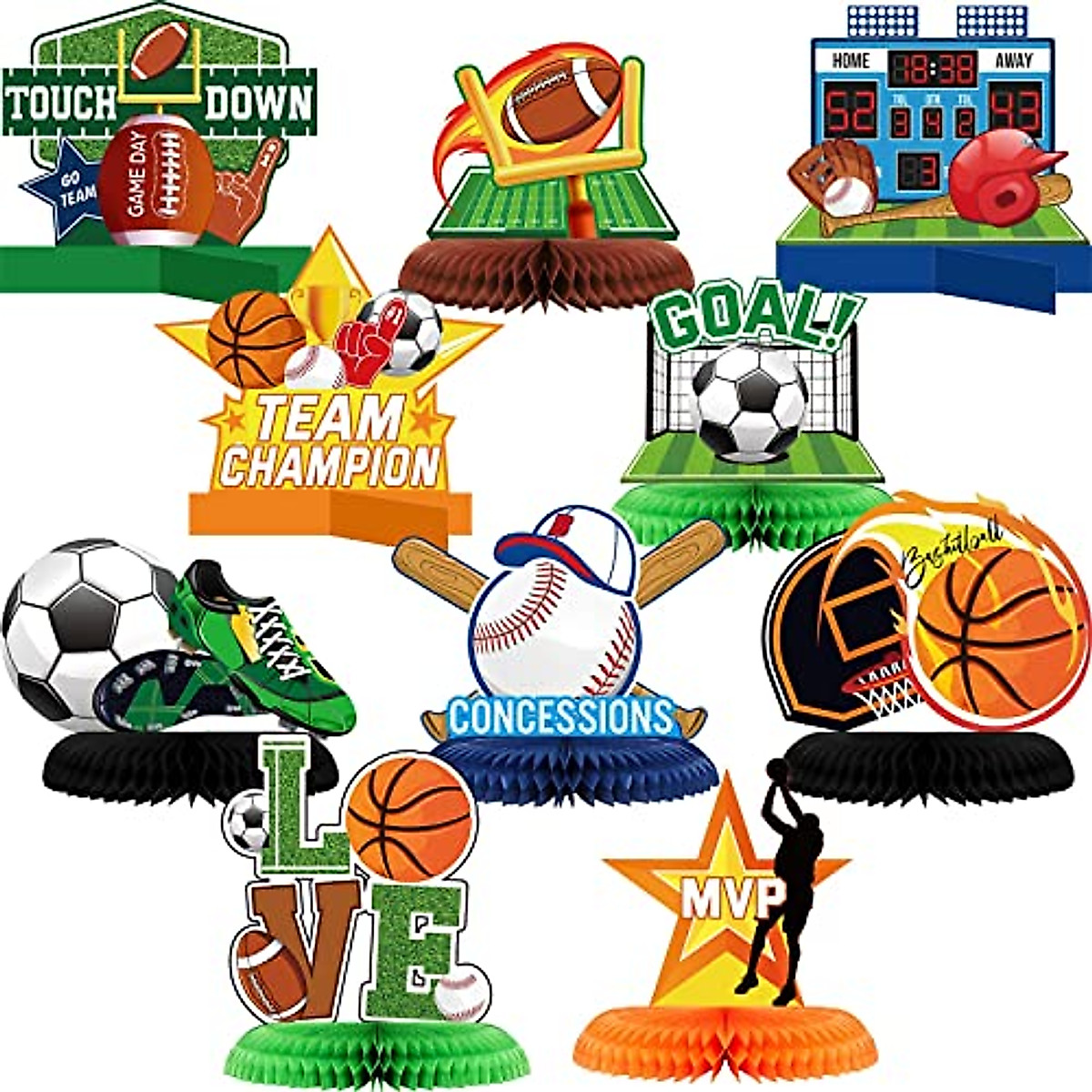 Sports Themed Birthday Party Supplies - Complete 10-Piece Set for Events