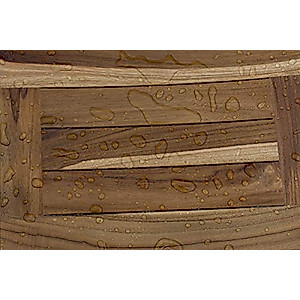 EcoDecors Satori Shower Stool Teak Wood Shower Bench with Curved Seat and Shelf 17″ Wooden Seat Shower Stool in Earthy Teak Finish