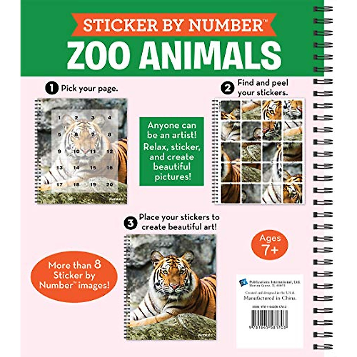 Brain Games - Sticker by Number: Zoo Animals (Easy - Square Stickers): Create Beautiful Art With Easy to Use Sticker Fun!