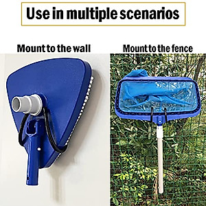 2/PK Pool Tool and Garage Tool Organizer - Wall Mounted or Mount to the fence, Adjustable Storage Utility Hooks, for Store Garden Tools, Poles, Brushes, Nets, Vacuum Heads,Leaf Rakes, Skimmers, Hoses, Shovel