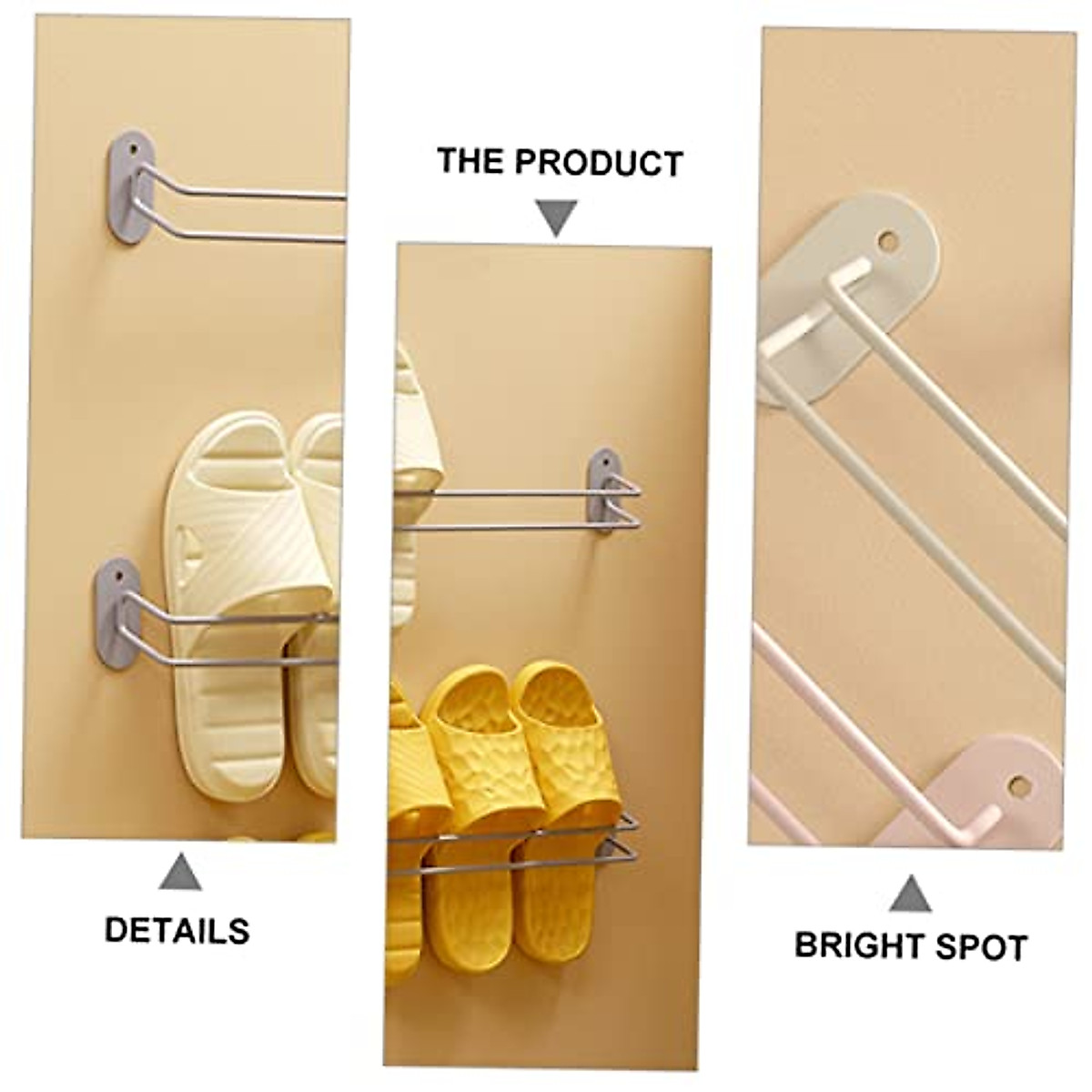 WATIIFUFU 1pc Shoe Storage Rack Adhesive Shoe Organizer Bathroom Towel Rod Wall Mounted Shoe Rack Towel Holder Wall Shoe Rack Organizer Towel Racks Wall-Mounted Carbon Steel Sandal Rack