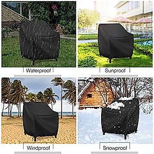 WonToper Patio Chair Covers, Waterproof 600D Heavy Duty Outdoor Lawn Furniture Covers 2 Pack, Black (35''Wx38''Dx31''H)