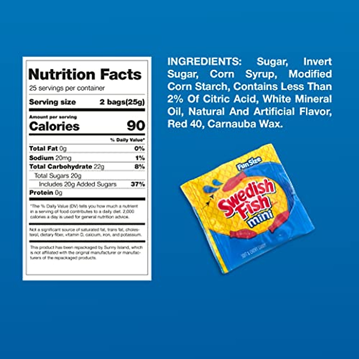 SWEDISH FISH Mini Gummy Candy, Individual Pouches Fun Size, 50 Count Pack