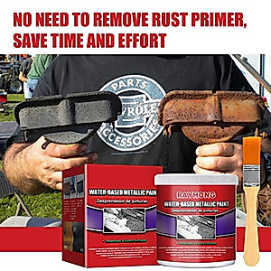 Luckynu Rust Remover, 2Pcs Rust Converter Water Based Metallic Paint, 200g Rust Inhibitor for Metal with Brush, Rust Stopper for Stopping Rust and Preventing from Spreading