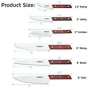 Chef Knives Set, 6-Piece Kitchen Knife Set, Sharp Professional Cooking Knives with High-Carbon-Stainless-Steel Blades