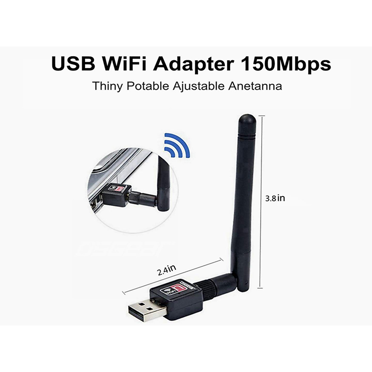 OSGEAR USB WiFi Adapter for PC 150Mbps Wireless Network Card Dongle 802.11N 2.4GHz with High Gain Antenna with Windows 10 8 7 XP Mac Linux Driver Support